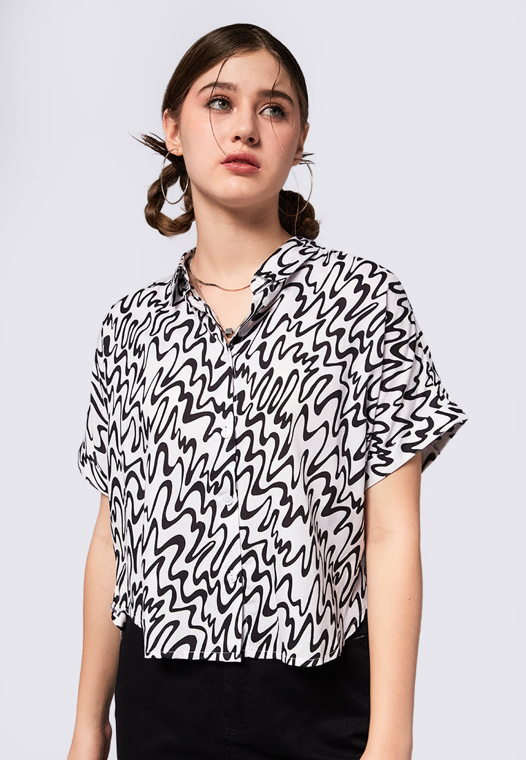 Printed Short Sleeve Boxy Shirt – COLORBOX - Indonesia
